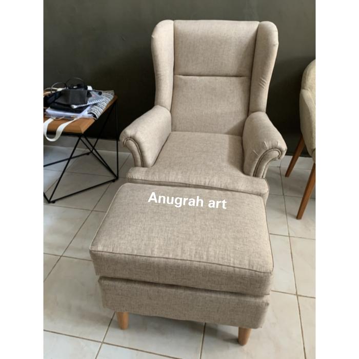 Jual wing chair sofa single minimalis set foot rest puff - Kab. Jepara ...