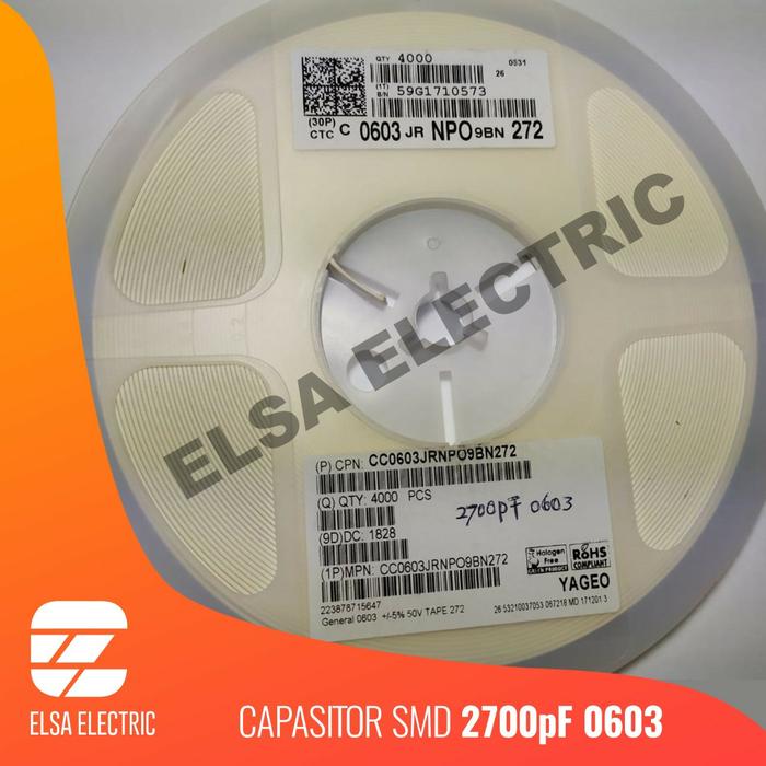 Jual Kapasitor Ceramic Capasitor SMD 0603 2700pF 2,7nF 2.7nF 0603 50V ...