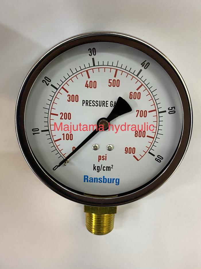 Jual Pressure gauge//manometer 4 inch 60 bar(kg/cm2)black steel ...