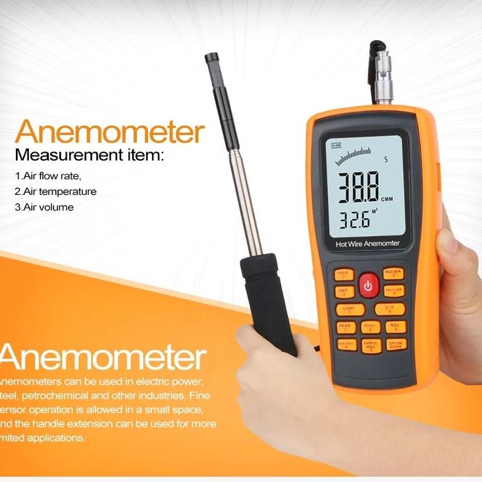 Jual GM8903 Hot Wire Anemometer Wind Speed Air Flow Wind Temperature ...