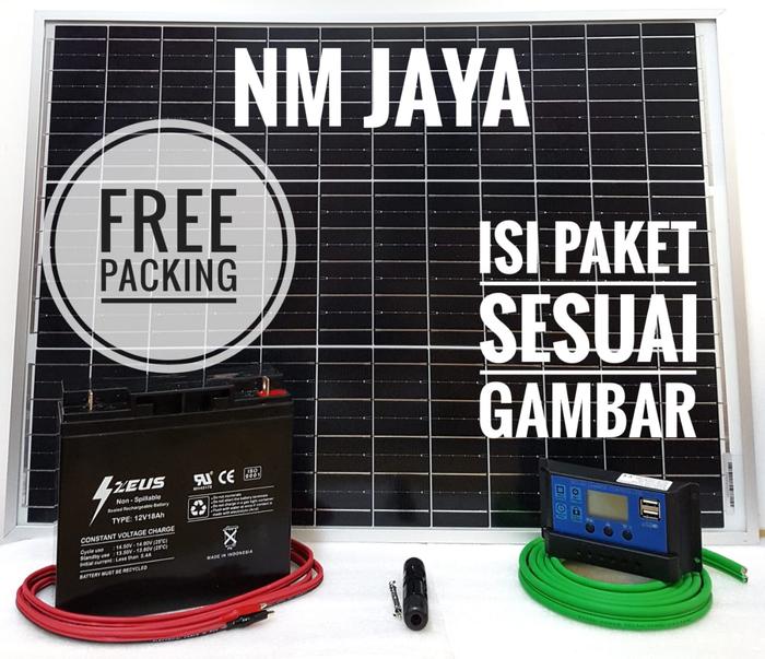 Jual Paket Hemat Solar Panel Surya 50WP dengan Aki 12v 18ah FREE Palet ...