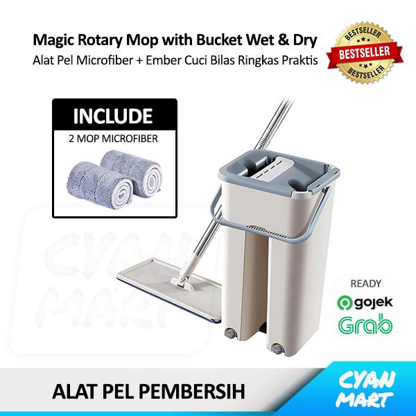 Jual Alat Pel Lantai Microfiber Magic Rotary Mop Bucket Ember Bilas Wet ...