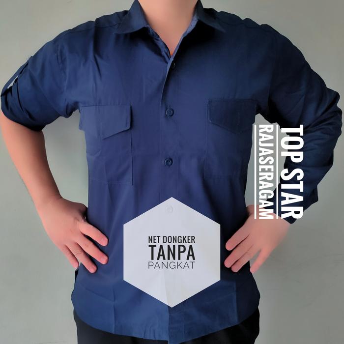 Jual Kemeja Net TV Tanpa Pangkat Biru Navy Dongker Seragam PDH PDL ...