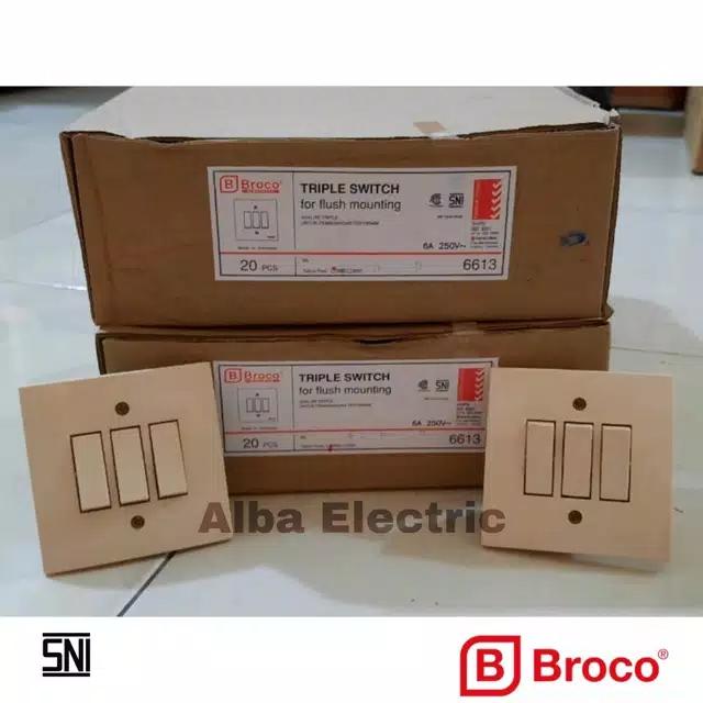 Jual IB Saklar Triple Broco 6613/Switch 3/Tiga BROCO Cream Tertanam ...