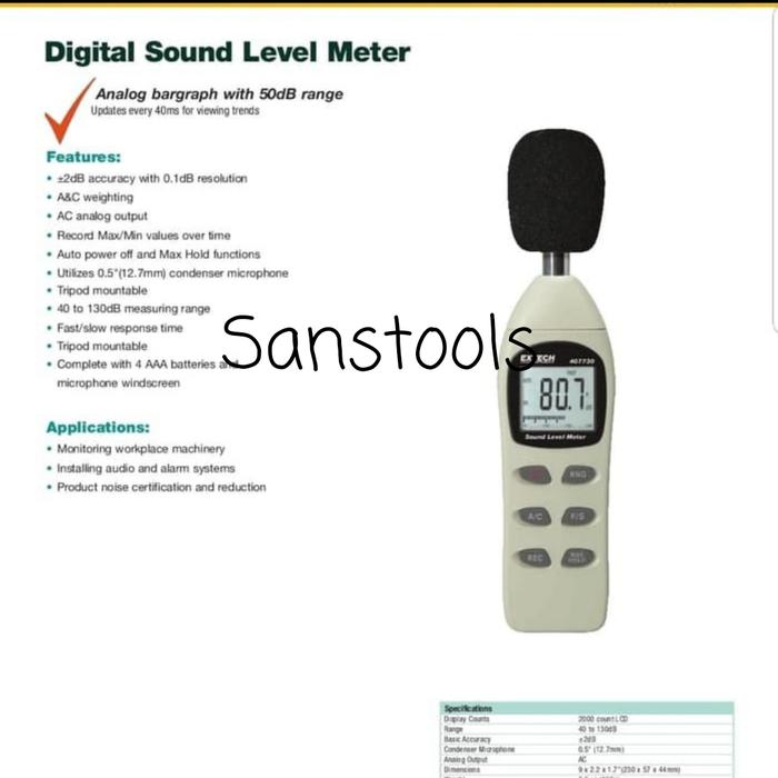 Jual Extech 407730 Digital sound level tester DB meter ukur suara ...