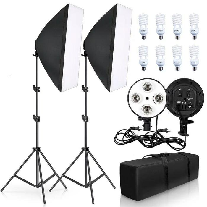 Jual Paket softbox light studio dengan stand dan lampu fotografi 5500k ...