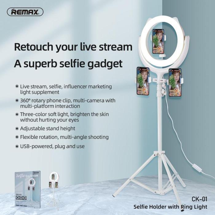 Jual Remax Ck 01 Selfie Live Stream Ck-01 Holder With Ring Light Cantik Di Seller Sunshop ...