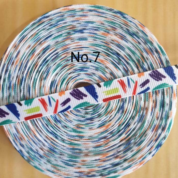 Jual Pita Grosgrain 3/8 20 Yard Salur Zigzag Abstrak Dot Sisik Di ...