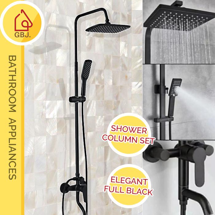 Jual SHOWER SET COLUMN BLACK DOFF KOTAK / SHOWER MANDI / KERAN PANAS ...