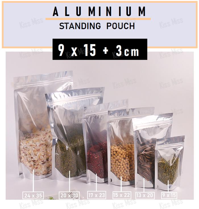 Jual SILVER Aluminium / 9x15 / Standing Pouch / Ziplock / Kemasan Kopi ...