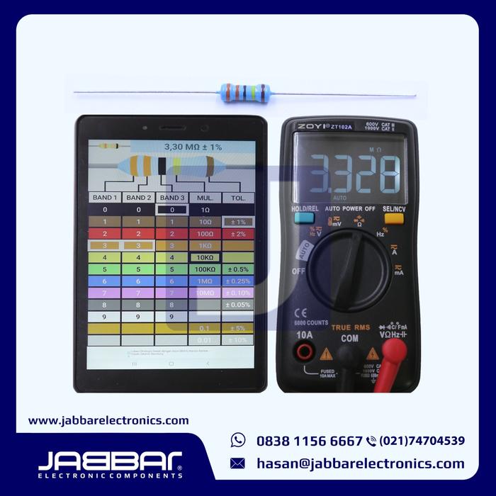 Jual RESISTOR 3M3 OHM 1/2W (Setengah) 1% DIP (3,30M OHM) - BIRU - Kota ...