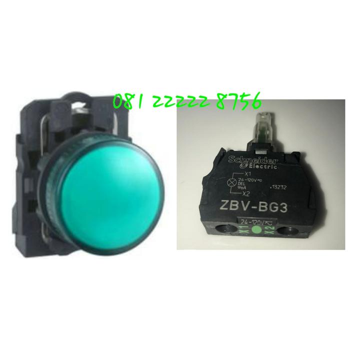 Jual Schneider XB5AVBG3 + ZBV-BG3 Pilot Lamp 24-120Vac and 24-120Vdc ...