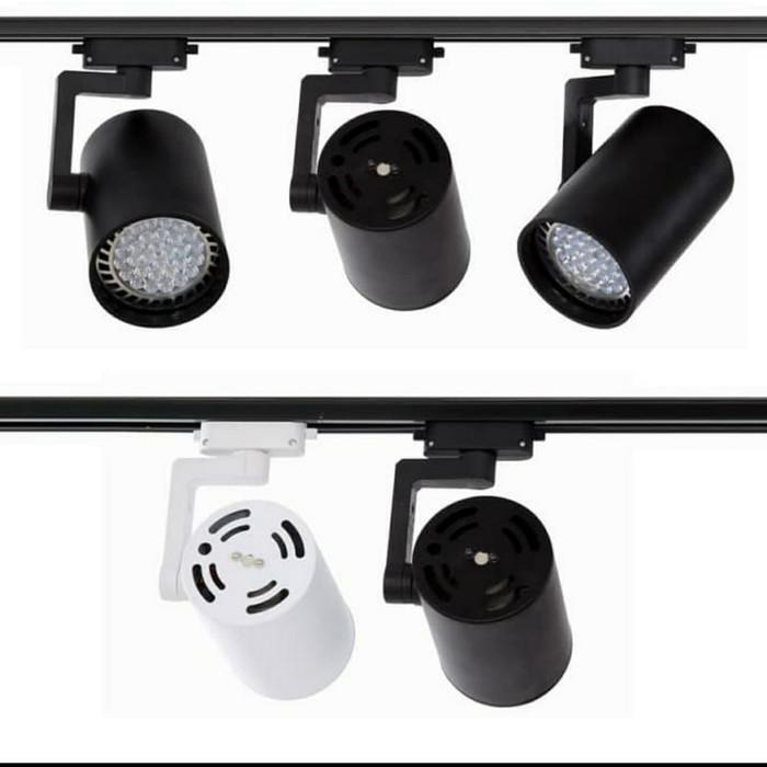 Jual kap lampu sorot par30 tempel plafon /rel fiting E27 tabung hitam ...