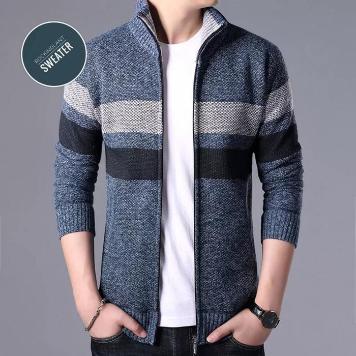 Jual sweater rajut jaket pria cotton original - abu muda, XXL - Kota ...