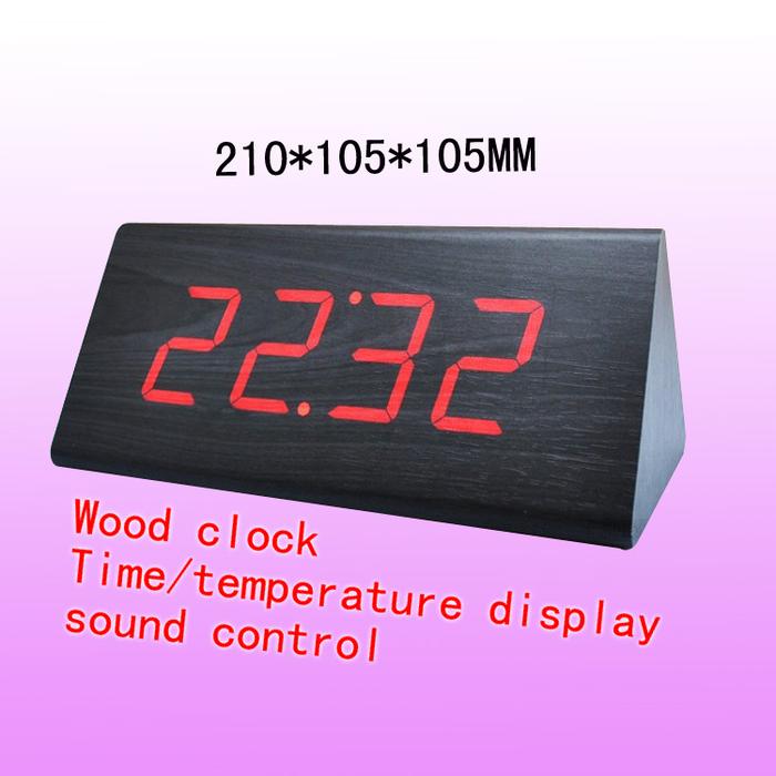 Jual Digital Wooden Clock-Jam Kayu Digital Bentuk Balok Segitiga (LED ...