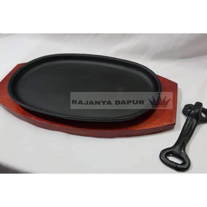 Jual Hot plate steak plus nampan kayu - hotplate oval besar steak ...
