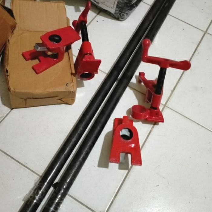 Jual Pipe Clamp 3/4 Inch + Kepala Bar Clamp F Clamp Fixture Klem Pipa 3 ...