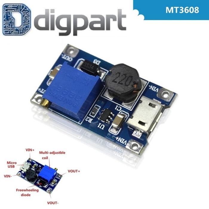 Jual MT3608 Micro USB DC-DC Step Up Power Module Booster Converter 2 ...