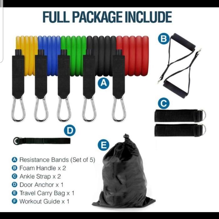 Jual Resistance Bands Tube Set Pull Rope Fitness Rubber Band exercise ...