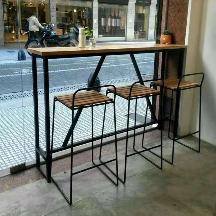 Jual custom order set meja bar industrial/meja bar solid&stool besi ibu ...