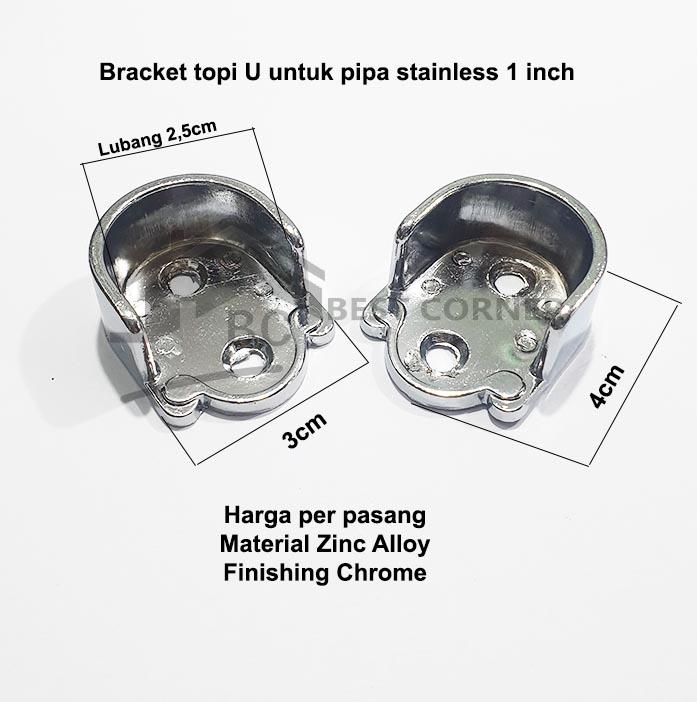 Jual Bracket Topi untuk U untuk Pipa Stainless 1 inch / Dop Pipa 1 inch ...