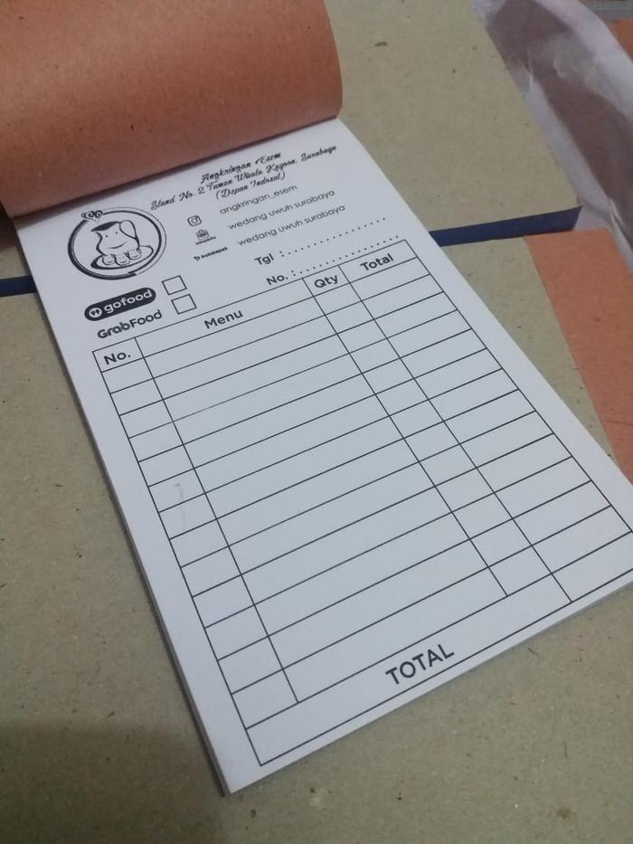 Jual Custom/ Cetak Nota Rumah Makan/ Restoran 11 x 21 HVS 70gr - Kota ...