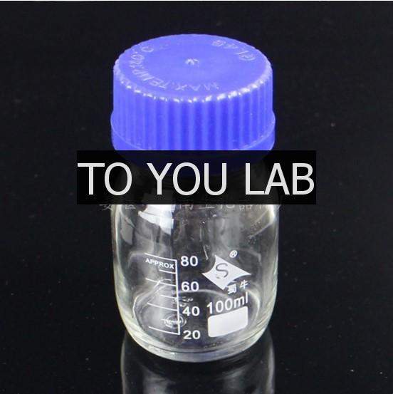 Jual GLASS REAGENT BOTTLE BLUE CAP BOTOL SAMPLE TUTUP BIRU KACA 100 ML ...