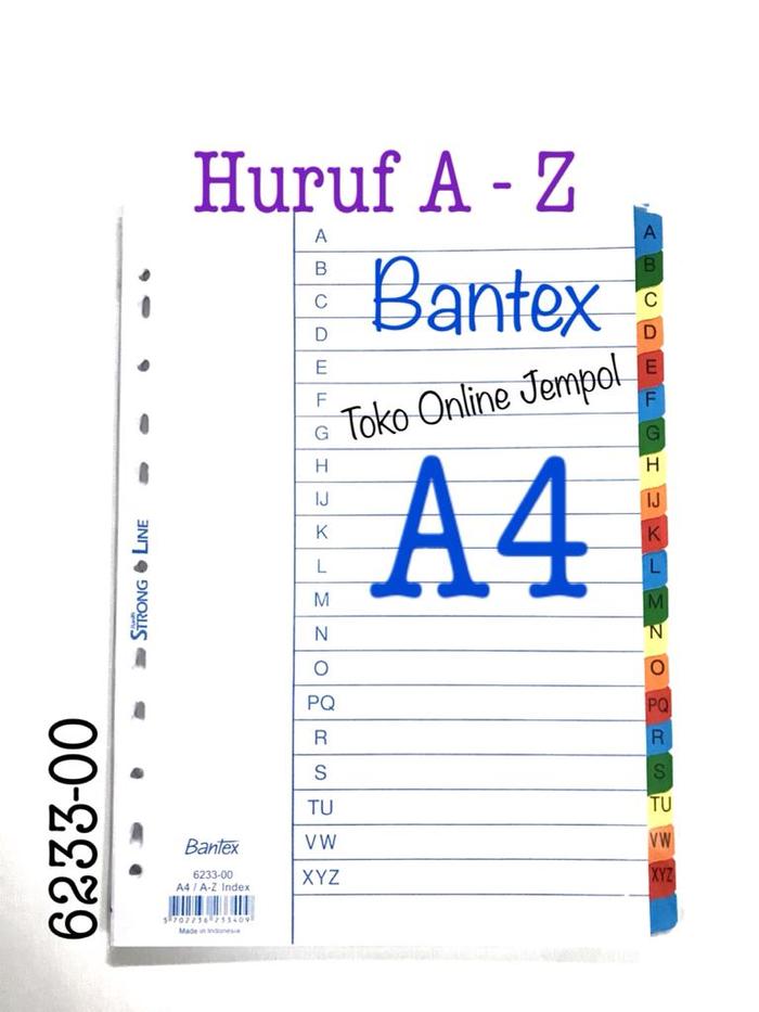 Jual A4 Huruf A-Z putih 6233-00 File Divider Bantex Pembatas ATK1180BX ...