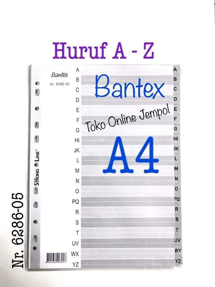 Jual A4 Huruf A-Z plastik 6286-05 File Divider Bantex Pembatas ...
