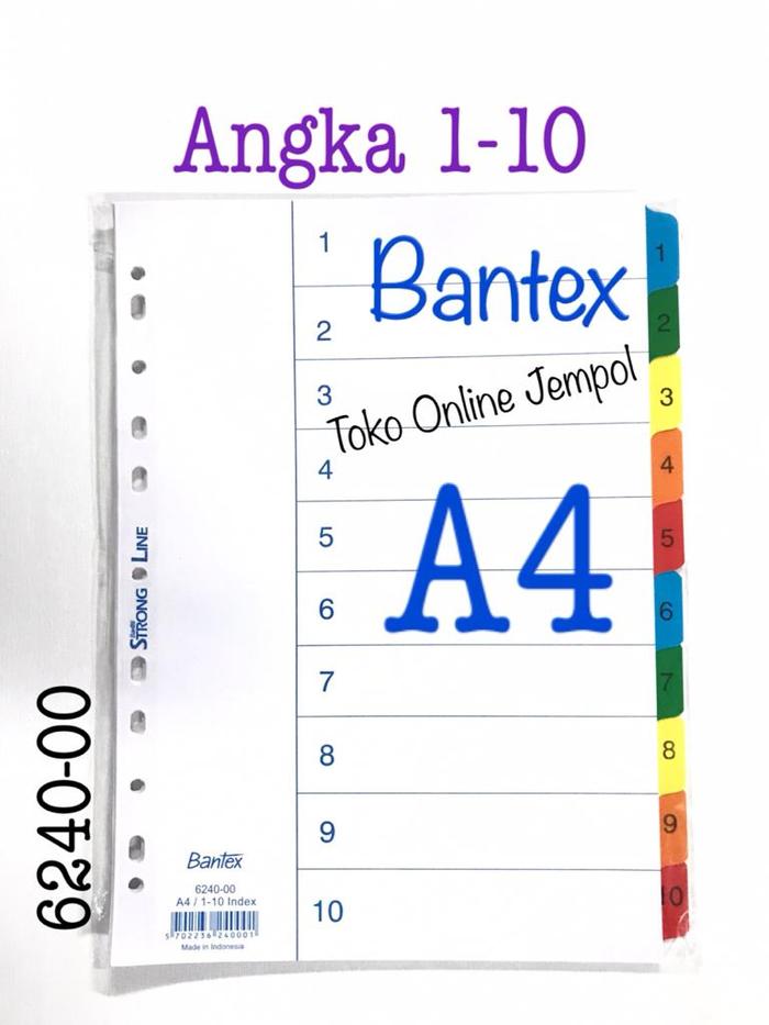 Jual A4 Angka 1-10 putih 6240-00 File Divider Bantex Pembatas ATK1178BX ...