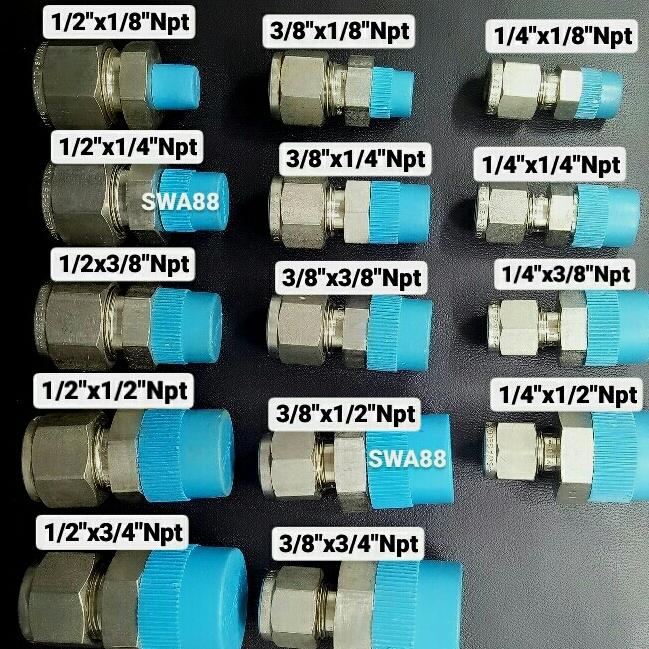 Jual SS Male Connector 1/2"OD x 1/4"NPT Swagelok p/n.:SS-810-1-4 - Kota ...