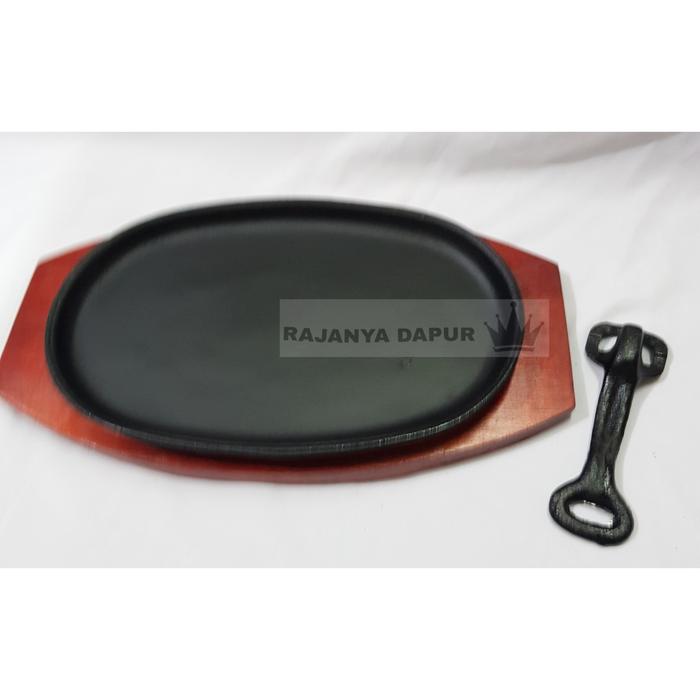 Jual Hot plate steak plus nampan kayu - hotplate oval kecil steak ...