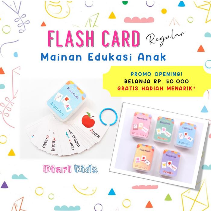 Jual Flash Card Bahasa Inggris Anak Tema ABC Huruf Angka Binatang Warna ...