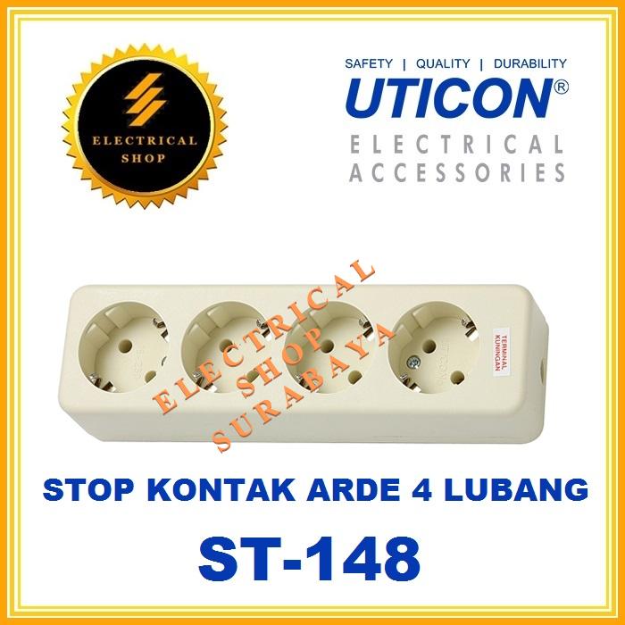 Jual UTICON STOP KONTAK ARDE 4 LUBANG PUTIH ST-148 (GROSIR) ST148 2P ...