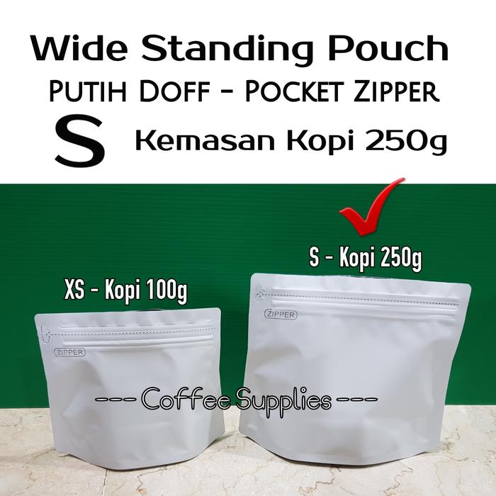 Jual WIDE STANDING POUCH WHITE PUTIH DOFF trapesium packaging kemasan ...