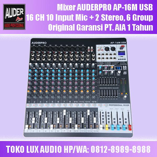 Jual Mixer console AUDERPRO AP-16M USB 16 chanel 10 input mic 6 group ...