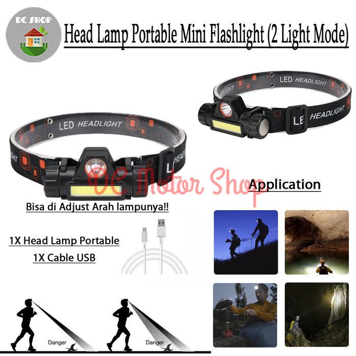 Jual Senter Kepala Mini Head Lamp Led Rechargeable Plus Magnet 2 Light ...