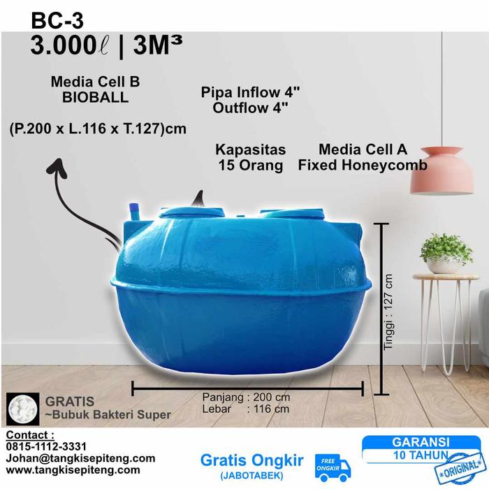 Jual Tangki BIO Septic Tank ANAEROB 3000 Liter / 3M3 - Kab. Tangerang ...