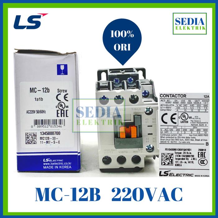 Jual KONTAKTOR CONTACTOR LS MC-12B 220VAC MC 12B MC12B 3 KUTUB NO NC ...