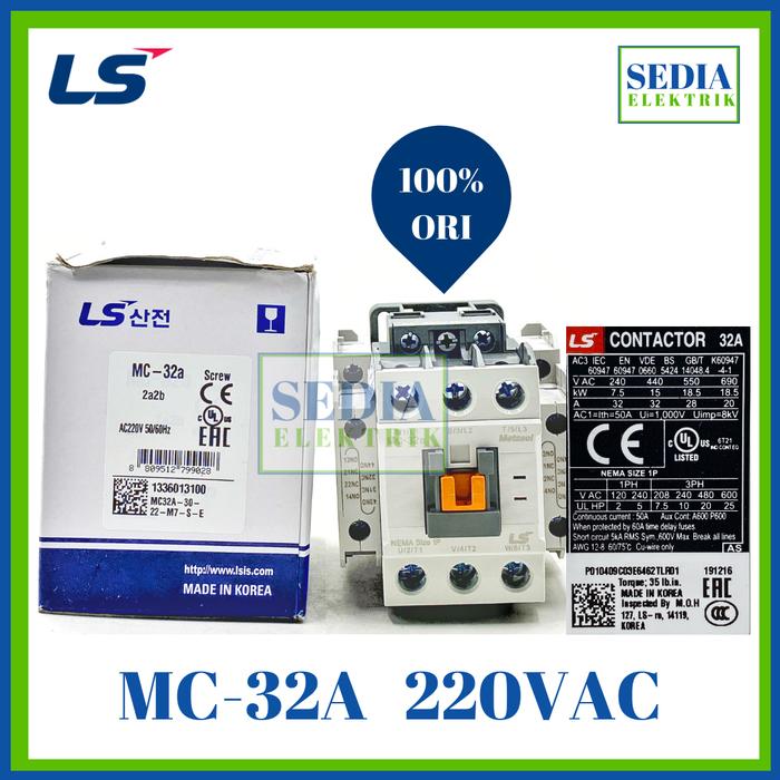 Jual KONTAKTOR CONTACTOR LS MC-32A 220VAC MC 32A MC32A 3 KUTUB NO NC ...
