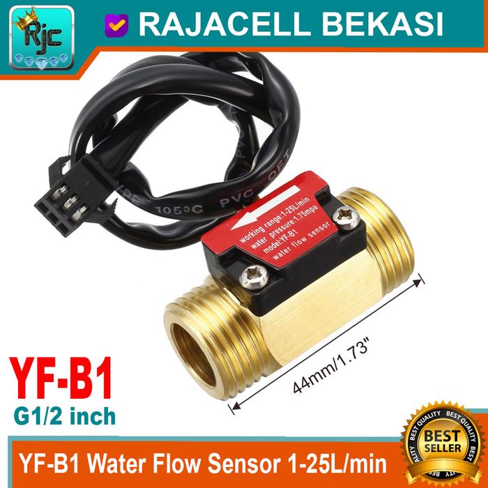 Jual YF-B1 Water Flow Sensor G1/2 1/2" Flowmeter 1-25L/min Bahan ...