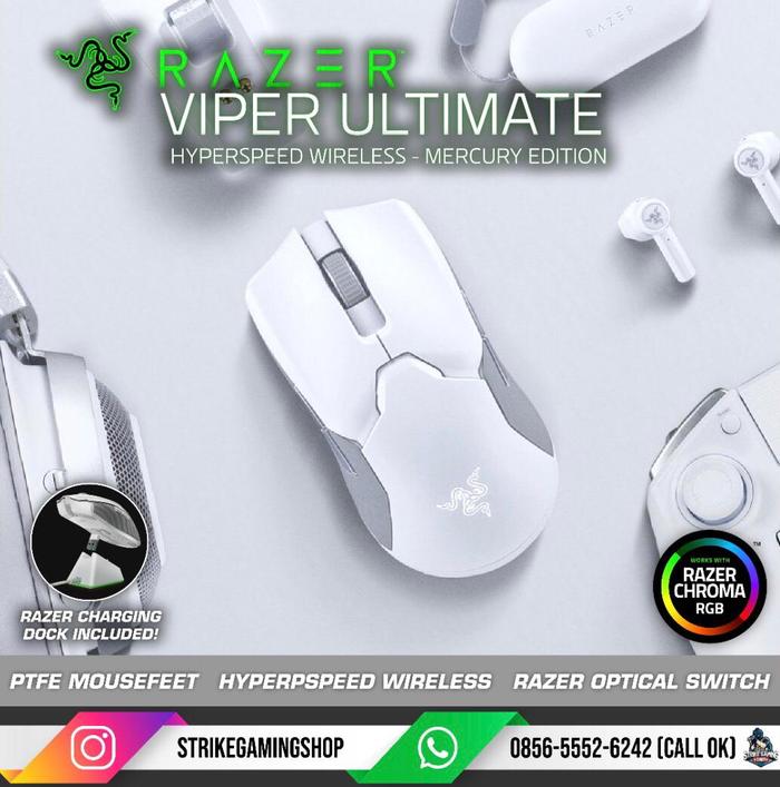 Jual RAZER VIPER ULTIMATE MERCURY EDITION WIRELESS RGB GAMING MOUSE ...
