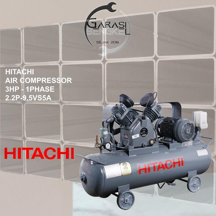 Jual Compresor Angin Hitachi Air Compressor 3Hp 3 Phase 2.2P-9.5V5A ...
