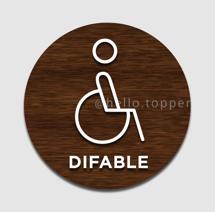 Jual Sign Toilet Difable Kayu Modern 20cm | Sign Board Restroom ...