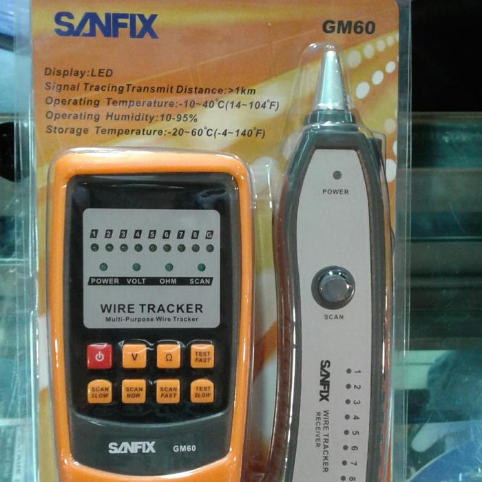 Jual ALAT UKUR TESTER KABEL LAN & TELPON RJ 45 & RJ 11 MERK SANFIX GM60 ...