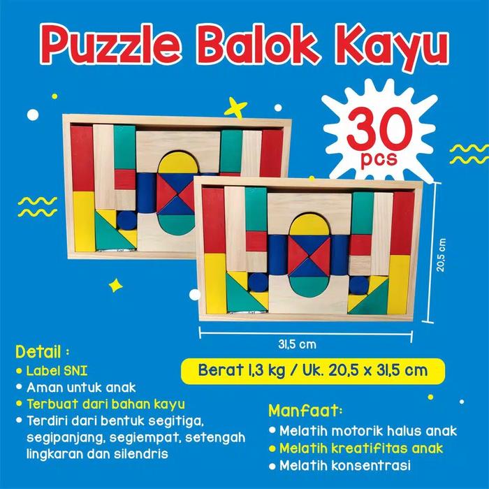 Jual Mainan Balok Kayu Susun / Mainan Edukasi / Blok Kayu / Wooden ...