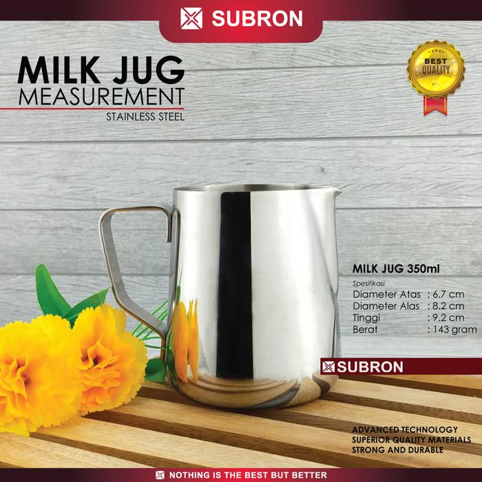 Jual Subron Milk Jug Pitcher Latte Art Polos 250ml 350ml Stainless ...