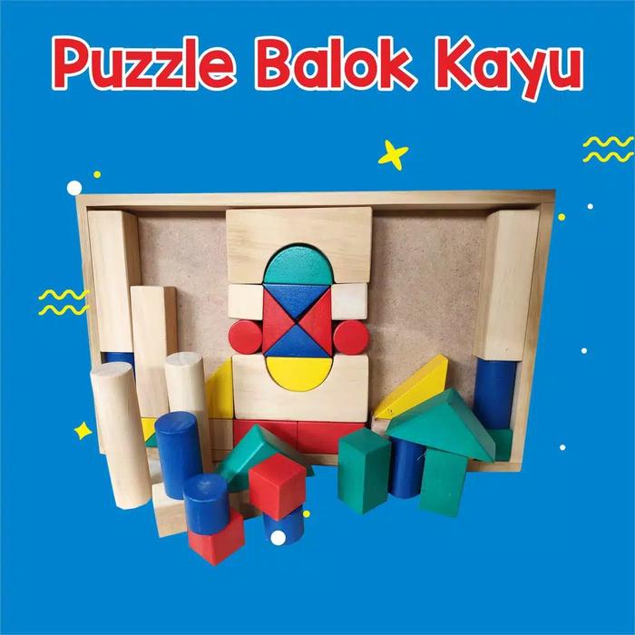 Jual Mainan Balok Kayu Susun / Mainan Edukasi / Blok Kayu / Wooden ...