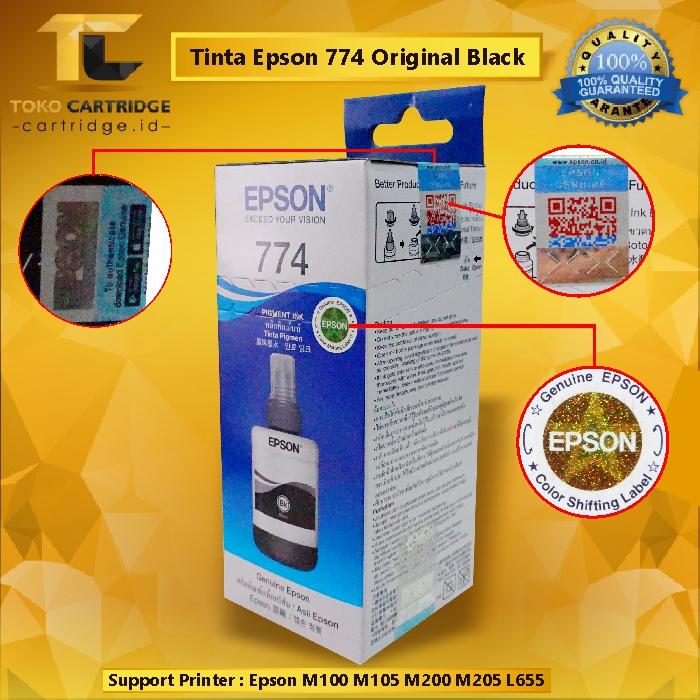 Jual Tinta Epson 774 Black Original T774 T7741 Pigment Printer M100 ...