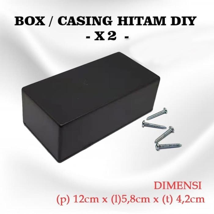 Jual Box Hitam Plastik Tipe X2 Ukuran 12 x 5,8 x 4,2 cm plus skrup ...